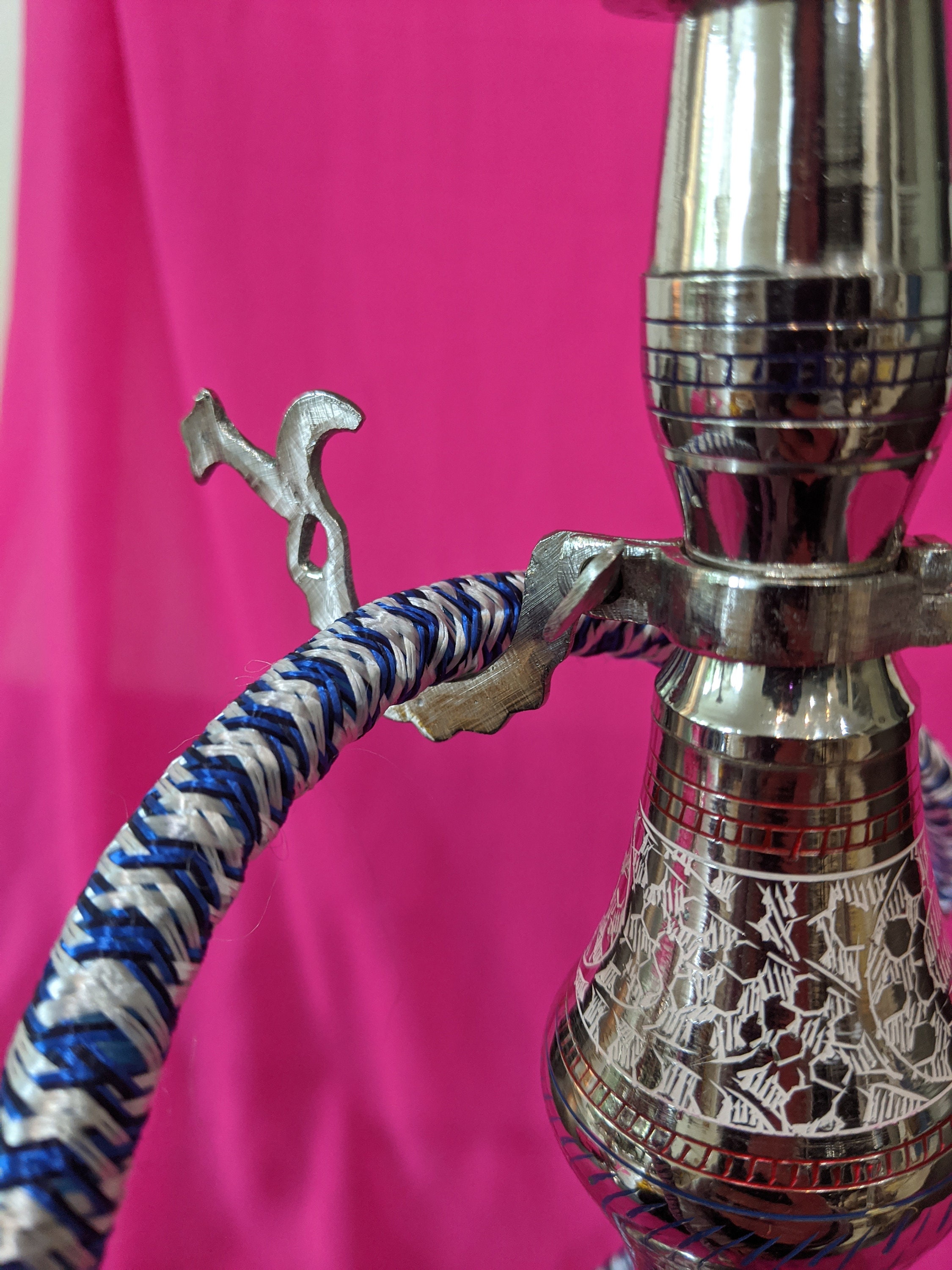 Hookah Pipe Middle East Decoration Metal Silver Color With Handcrafted ...