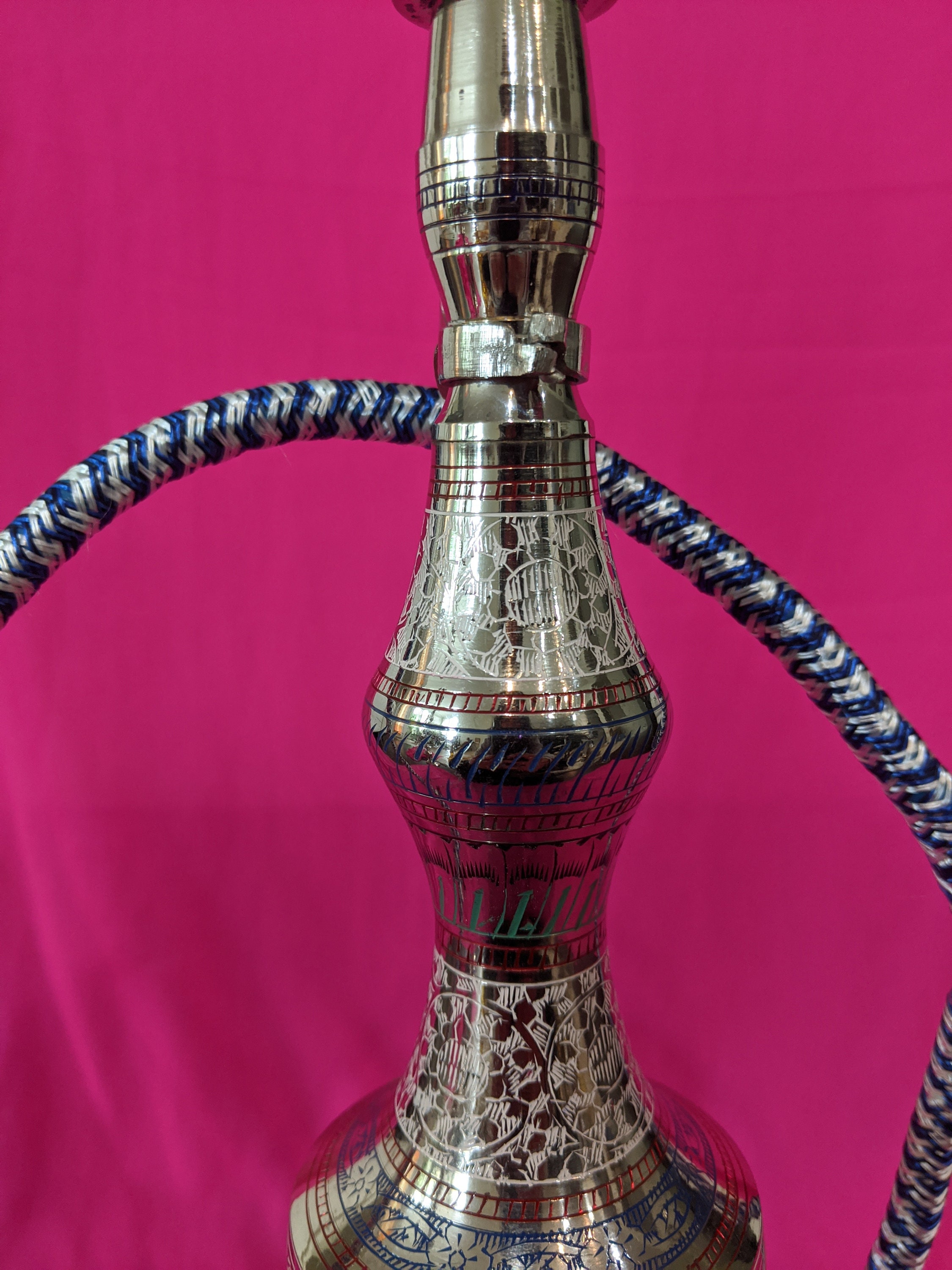 Hookah Pipe - Middle East Decoration - Metal Silver Color With ...