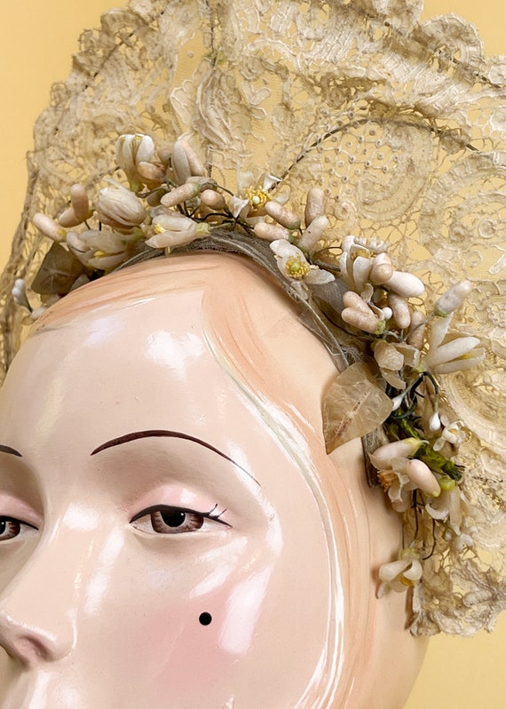 vintage 1920s bridal crown // tall face-framing Batte… - Gem