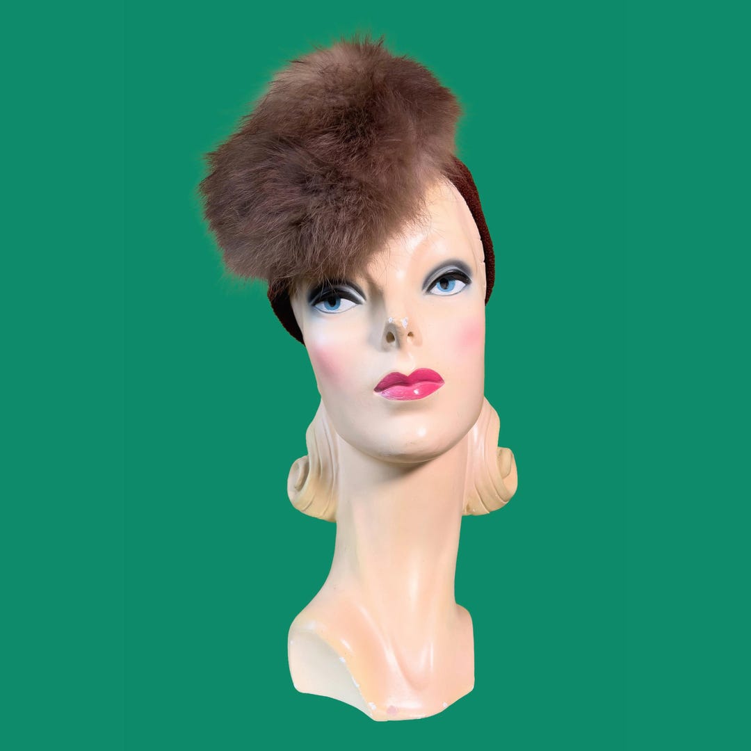 Vintage 1940s Hat // Fluffy Fox Fur Puff + Nubby Reddish Brown Wool 40s ...