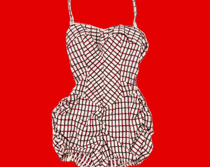 Vintage 1950s Swim Suit // Black, Red + White Lastex 50s Maillot ...