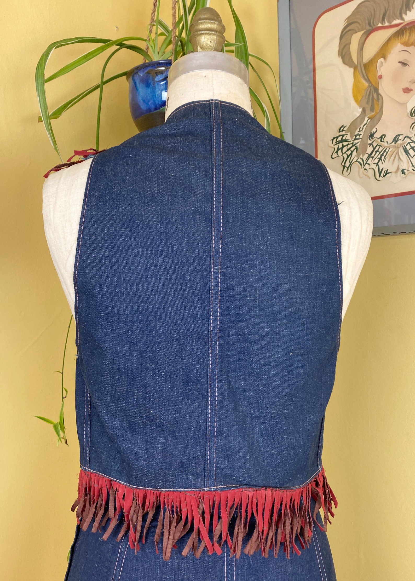 Vintage 1950s Western Set // Indigo Blue Denim Red Faux | Etsy