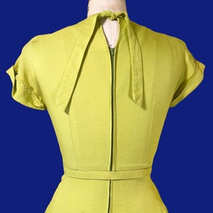 Vintage 1940s Dress // Neon Chartreuse Lime Green Rayon Linen 40s 50s ...