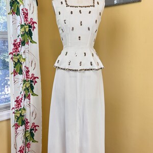 Vintage 1930s Dress // Cream Rayon Crepe With Giant Gold Gelatin ...