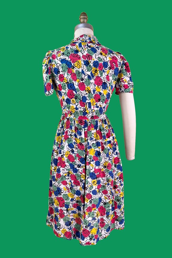 vintage 1940s dress // primary colors + swirling blac… - Gem