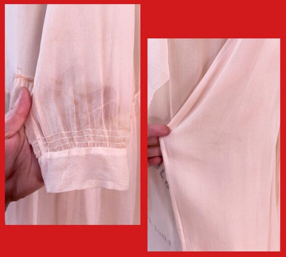 vintage 1920s dress // breezy sheer peach pink silk c… - Gem