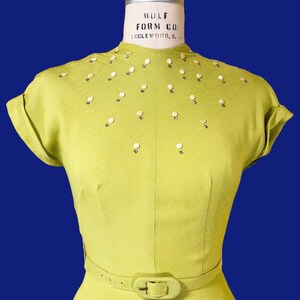 Vintage 1940s Dress // Neon Chartreuse Lime Green Rayon Linen 40s 50s ...