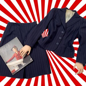 Vintage 1930s Suit // Smartly Tailored Midnight Navy Pinstriped Wool ...