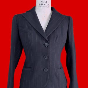 Vintage 1930s Suit // Smartly Tailored Midnight Navy Pinstriped Wool ...