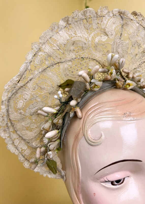 vintage 1920s bridal crown // tall face-framing Batte… - Gem