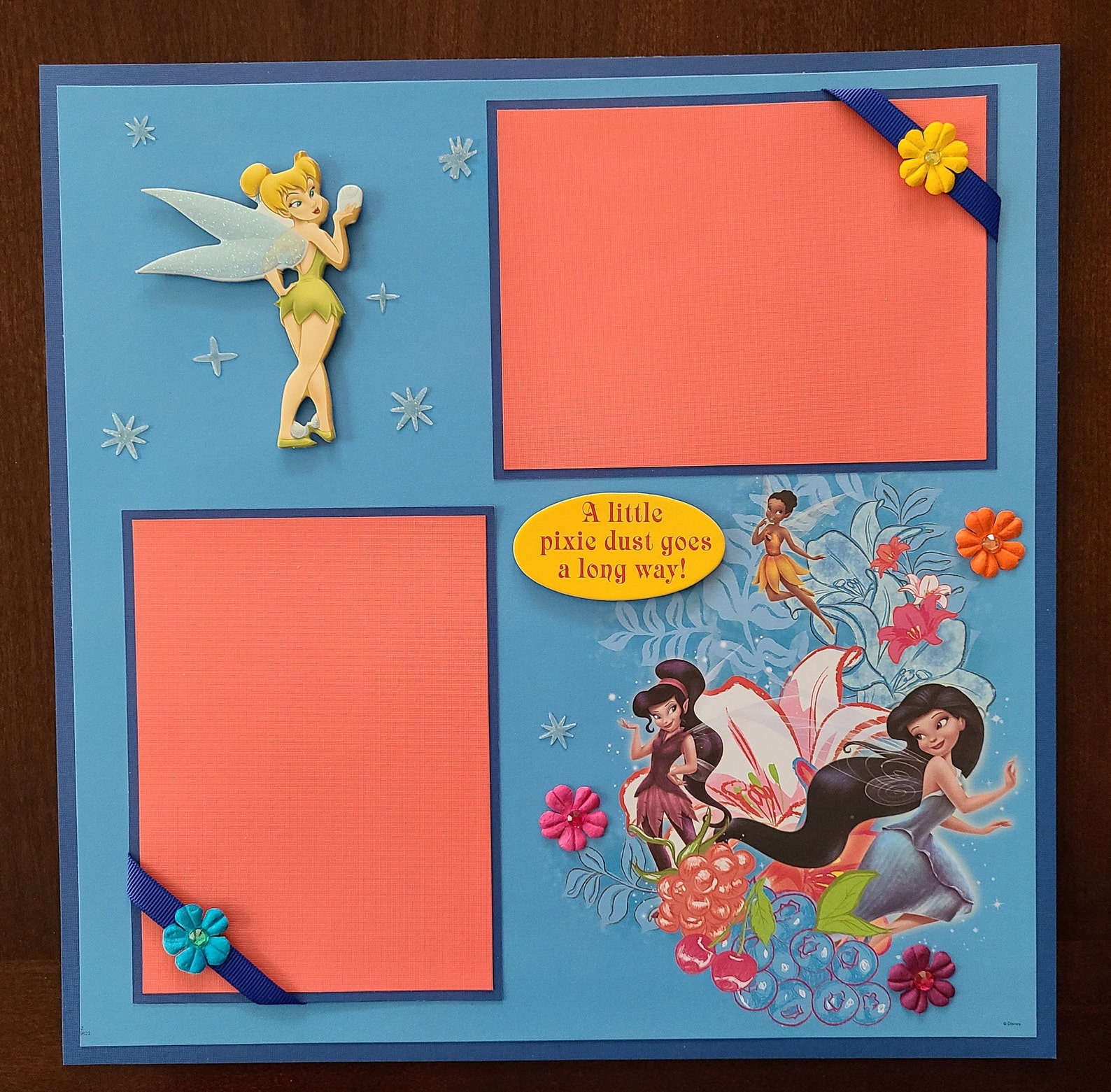 Disney Fairies Scrapbook Layout W/ Tinkerbell 1 Page Premade 12"x12 ...