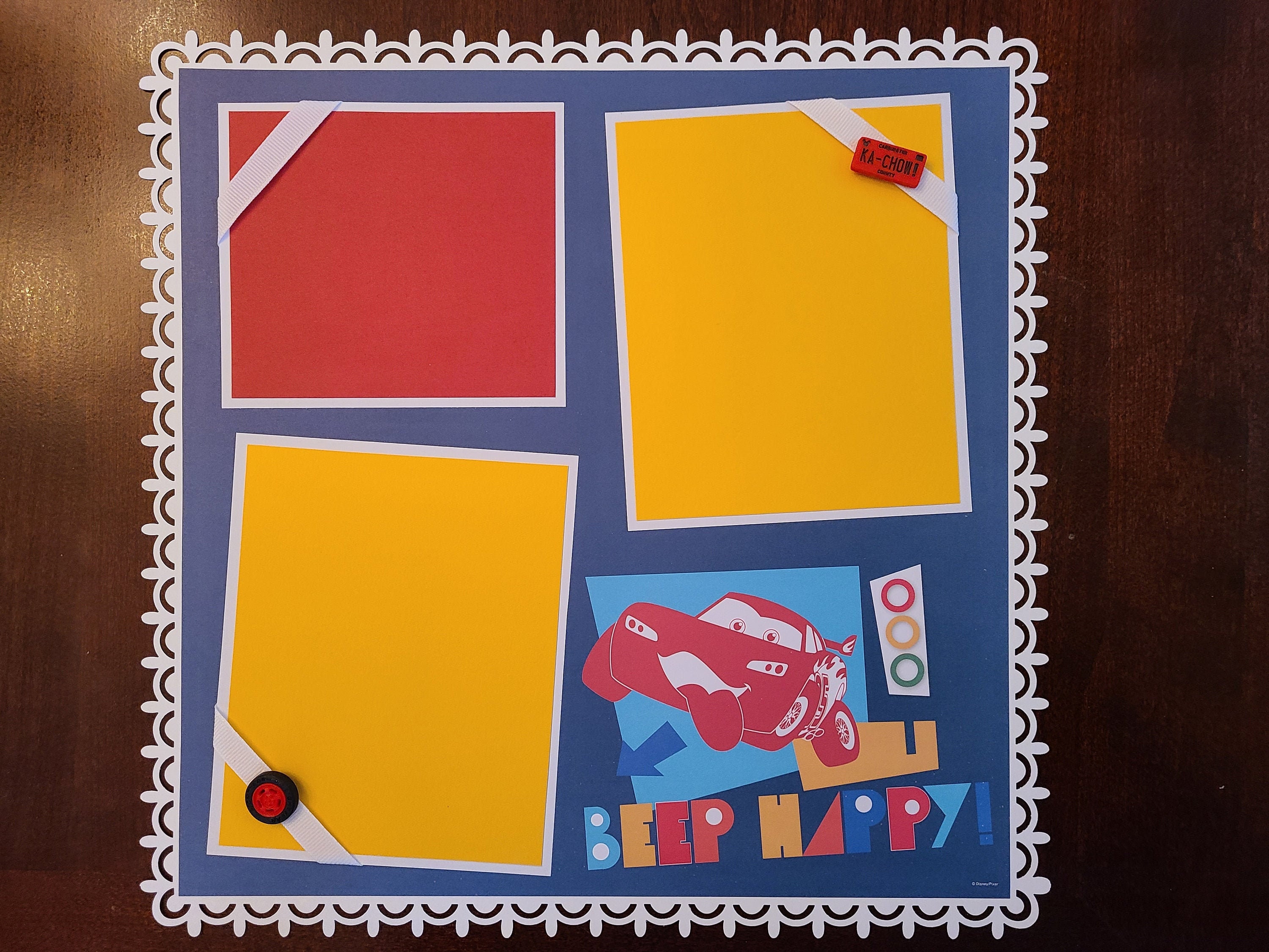 Disney Pixar Cars Premade Scrapbook Layout 1 Page 12"x12" "beep Happy ...