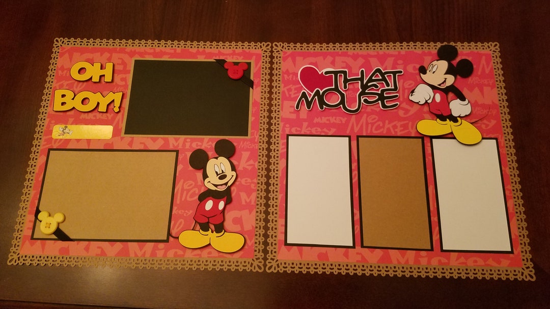 Disney Mickey Mouse Scrapbook Layout 2 Pages 12"x12" Premade W/ Paper ...