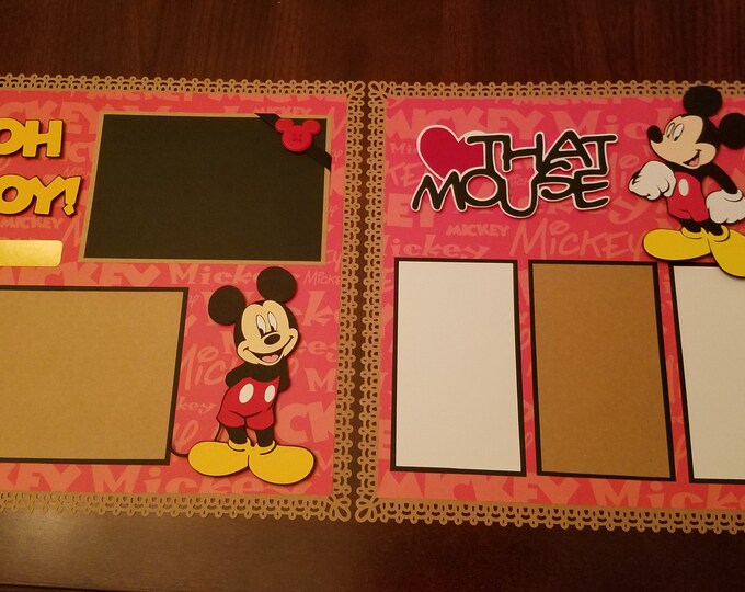 Disney Mickey Mouse Scrapbook Layout 2 Pages 12"x12" Premade W/ Paper ...
