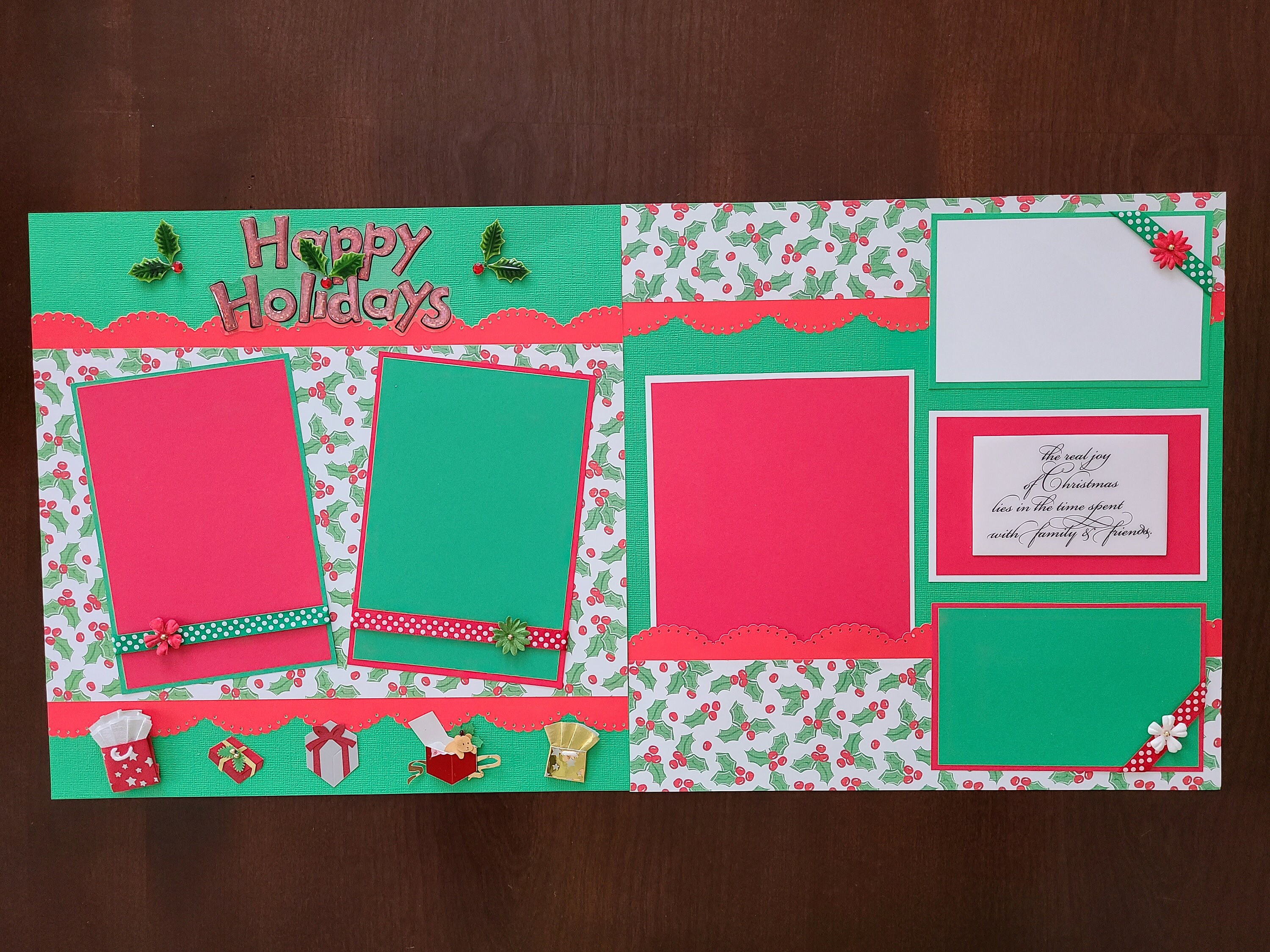 Happy Holidays Premade Scrapbook Layout 2 Pages Etsy