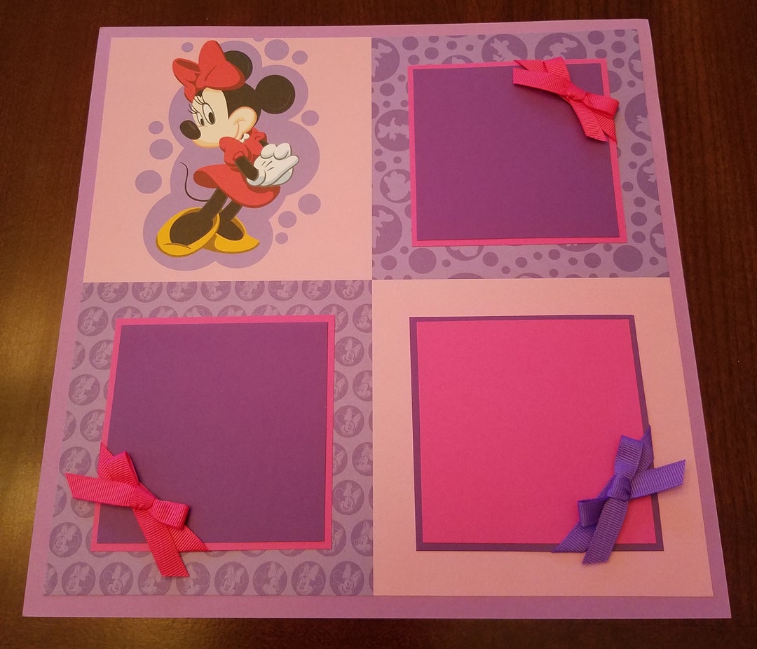 Disney Minnie Mouse Pink & Purple Scrapbook Layout 1 Page 12"x12 ...