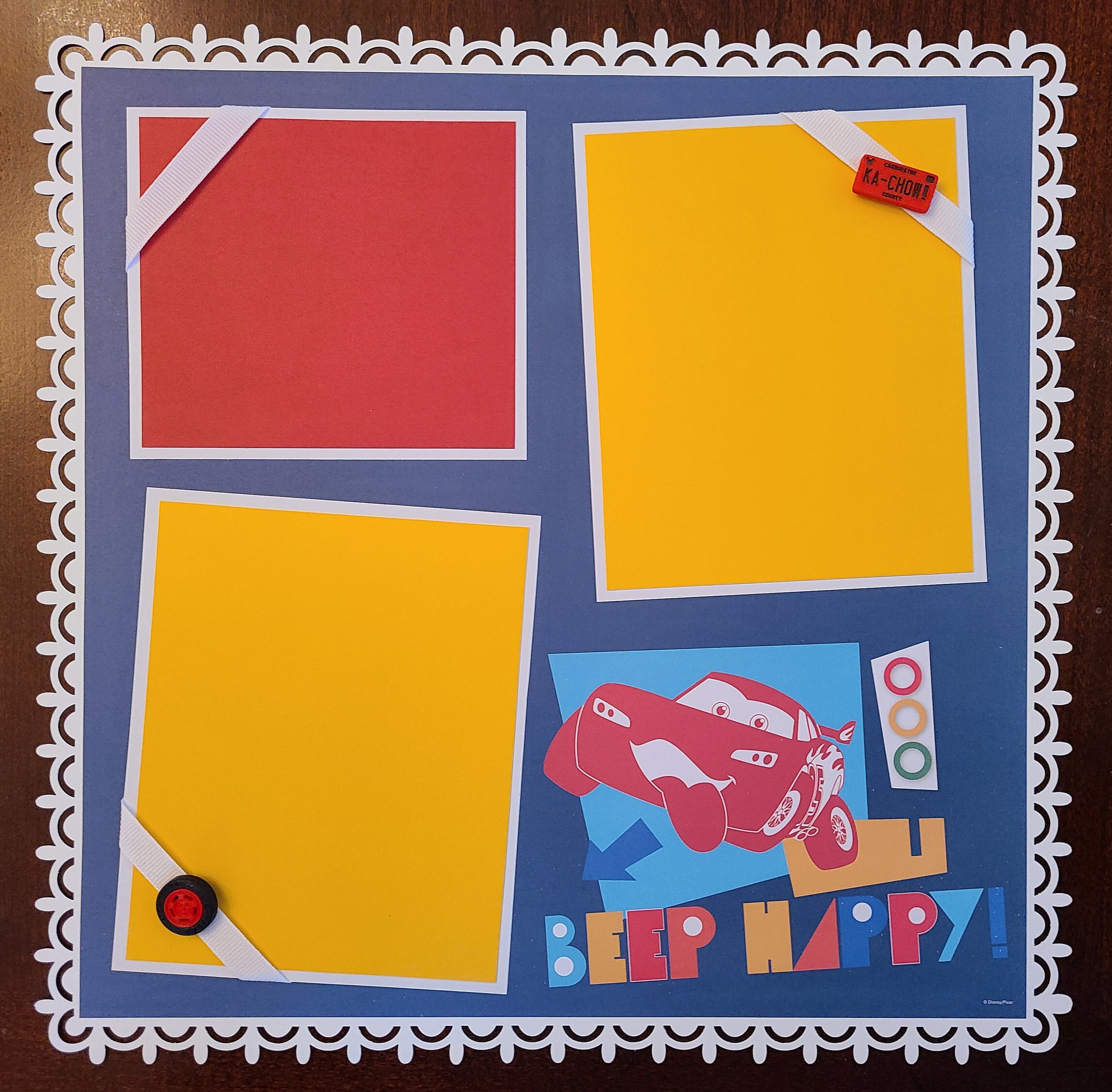 Disney Pixar Cars Premade Scrapbook Layout 1 Page 12"x12" "beep Happy ...
