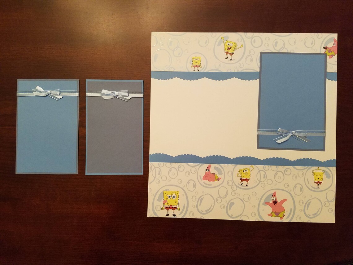 Spongebob Squarepants Premade Scrapbook Layout 2 Pages 12 X 12 Shadow ...