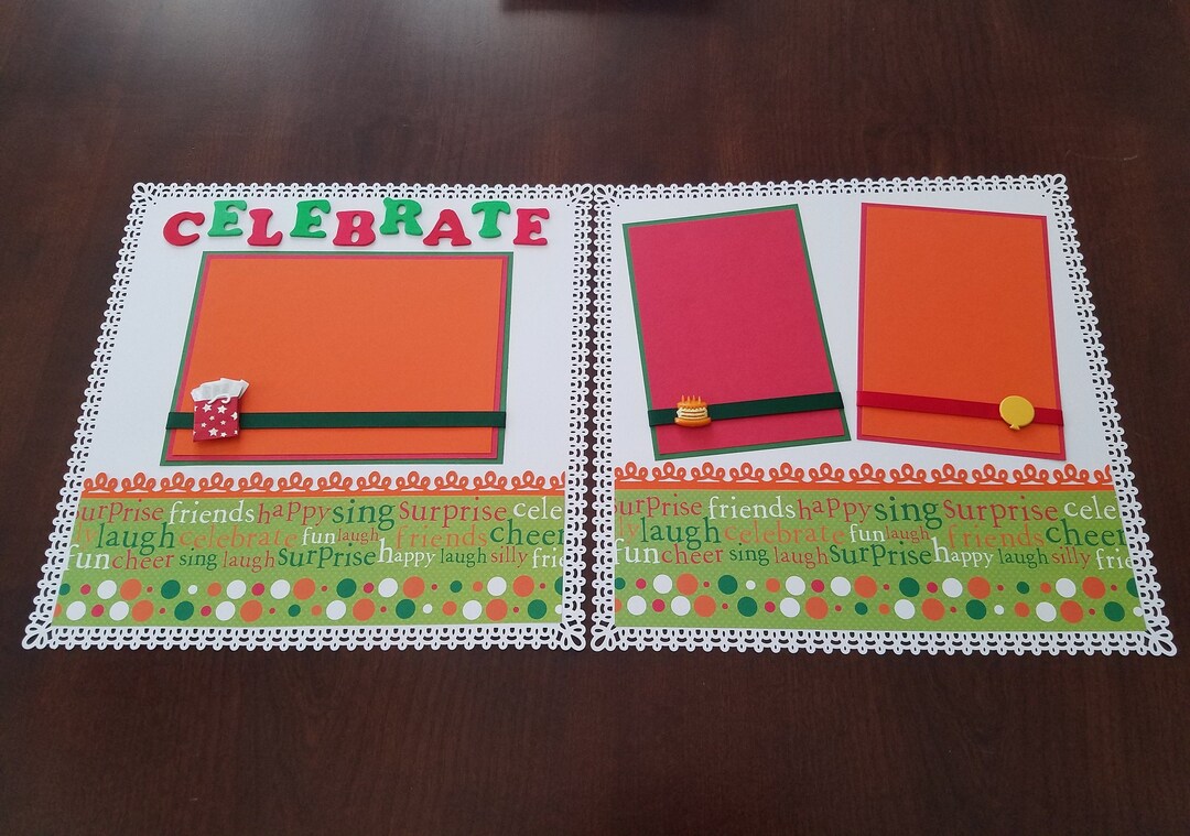 Celebrate Party Themed Scrapbook Layout 2 Pages 12"x12" Premade ...