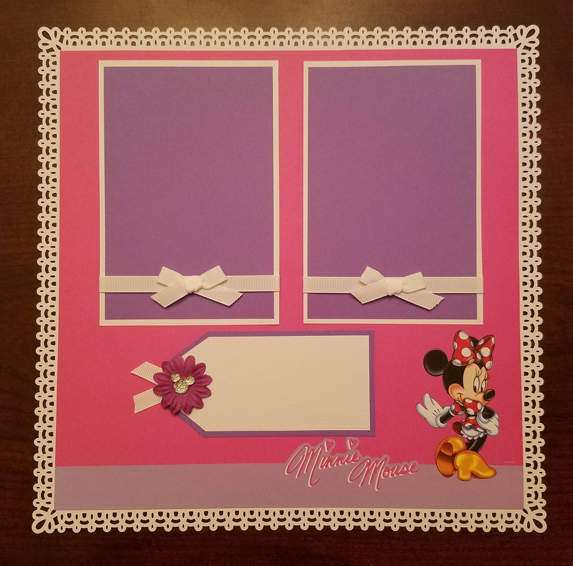 Disney Minnie Mouse Scrapbook Layout 1 Page 12x12 Premade Layout Shadow ...