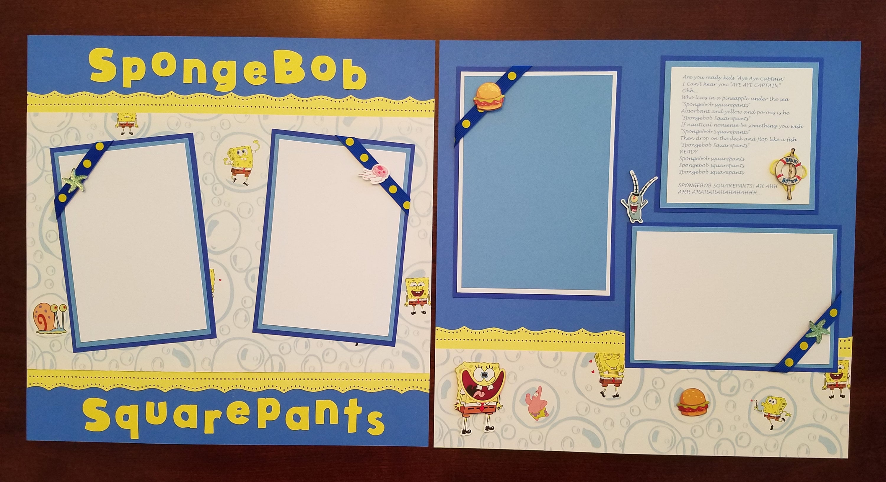 SpongeBob SquarePants Scrapbook Layout 2 page 12 x | Etsy