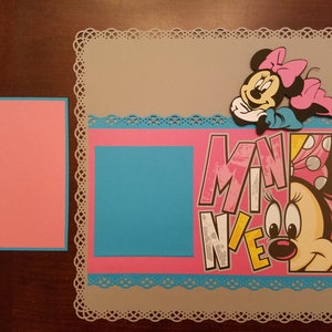 Disney Minnie Mouse Scrapbook Layout 2 Page 12x12 Premade Layout Shadow ...