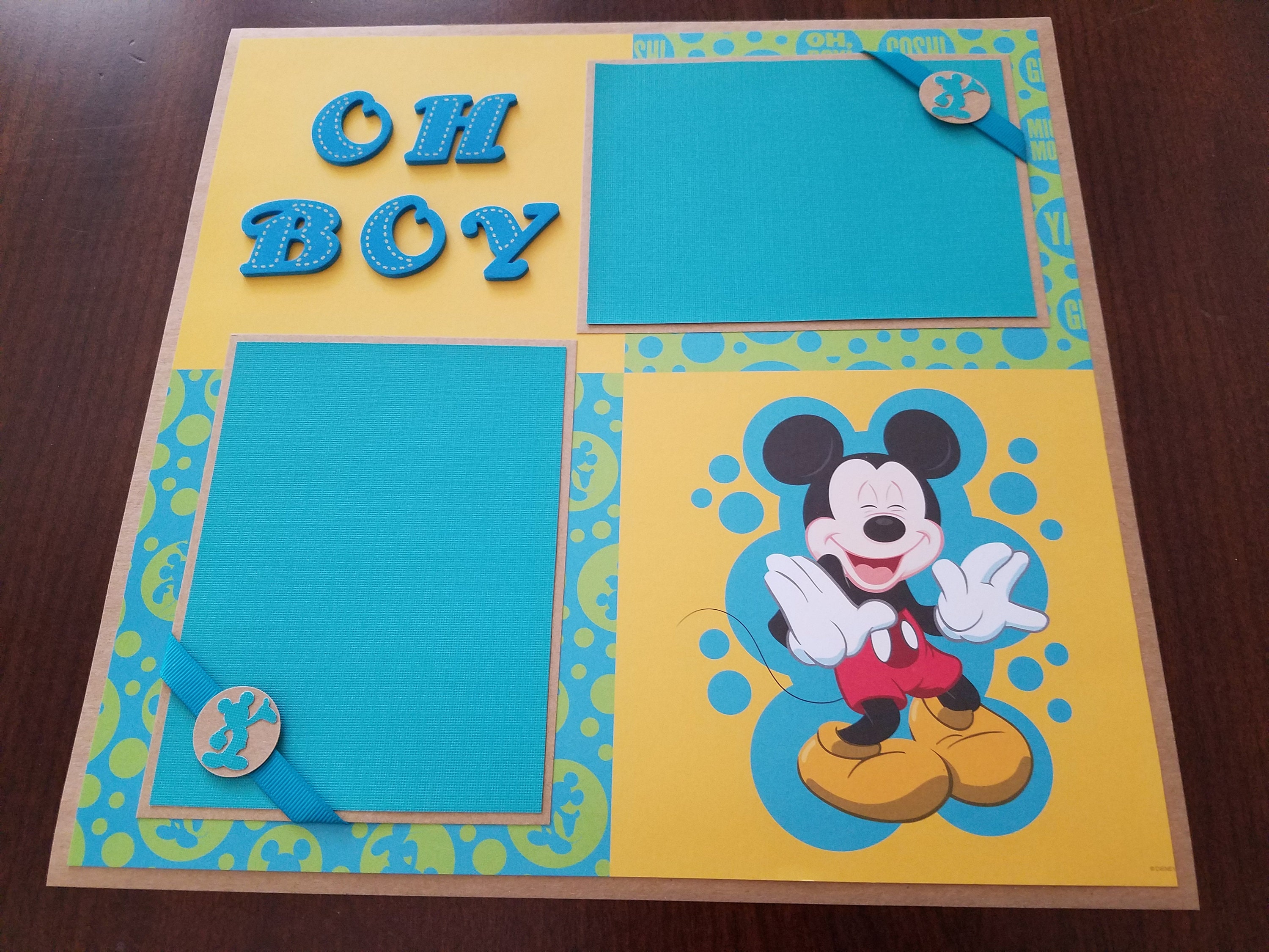 Disney Mickey Mouse Scrapbook Layout 1 Page 12"x12" W/ Mickey Phrases ...