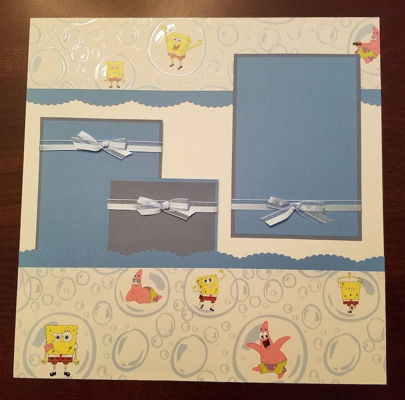 Spongebob Squarepants Premade Scrapbook Layout 2 Pages 12 X 12 Shadow ...