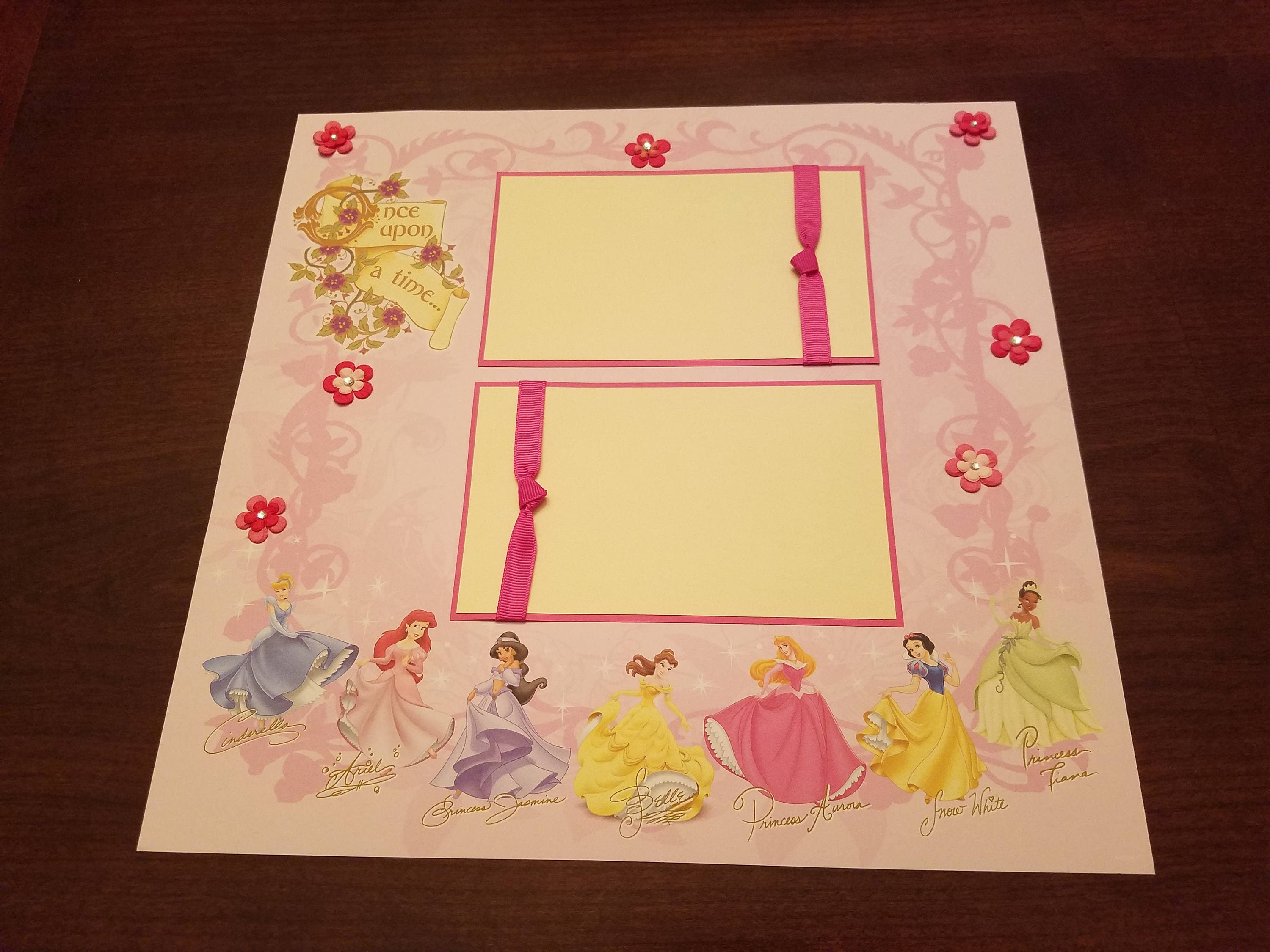 Disney Princesses 1 Page Premade Scrapbook Layout 12" X 12" Disneyland ...