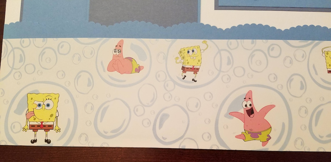 Spongebob Squarepants Premade Scrapbook Layout 2 Pages 12 X 12 Shadow ...