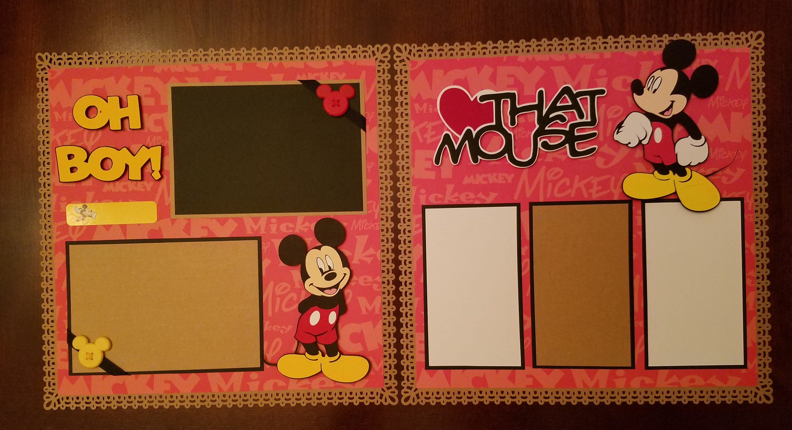 Disney Mickey Mouse Scrapbook Layout 2 Pages 12x12 Premade W/ Paper ...