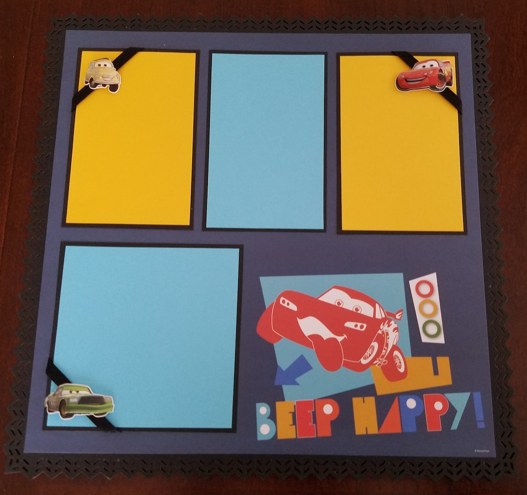 Disney Pixar Cars Premade Scrapbook Layout 1 Page 12x12 beep Happy Ft ...