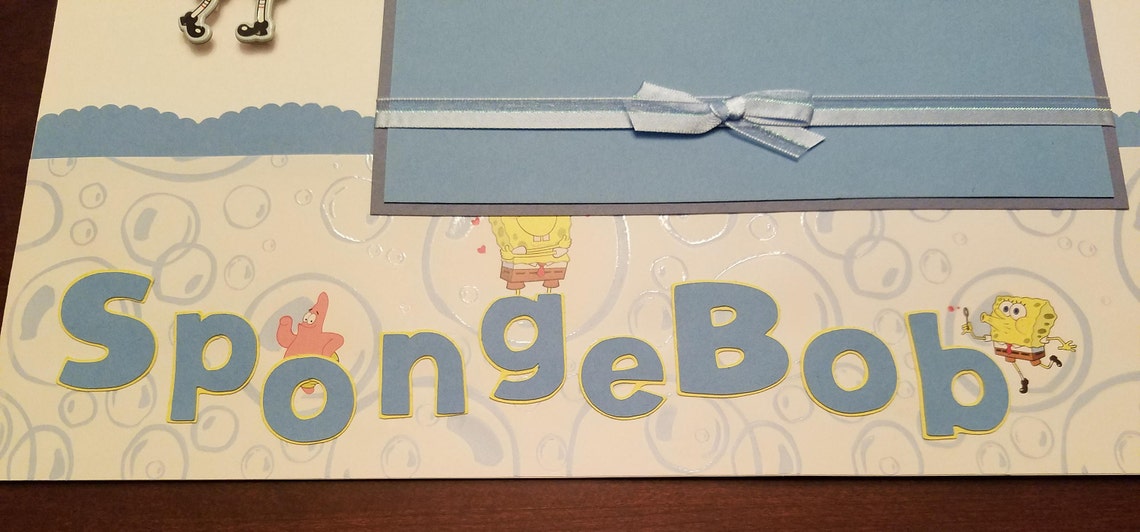 Spongebob Squarepants Premade Scrapbook Layout 2 Pages 12 X 12 Shadow ...