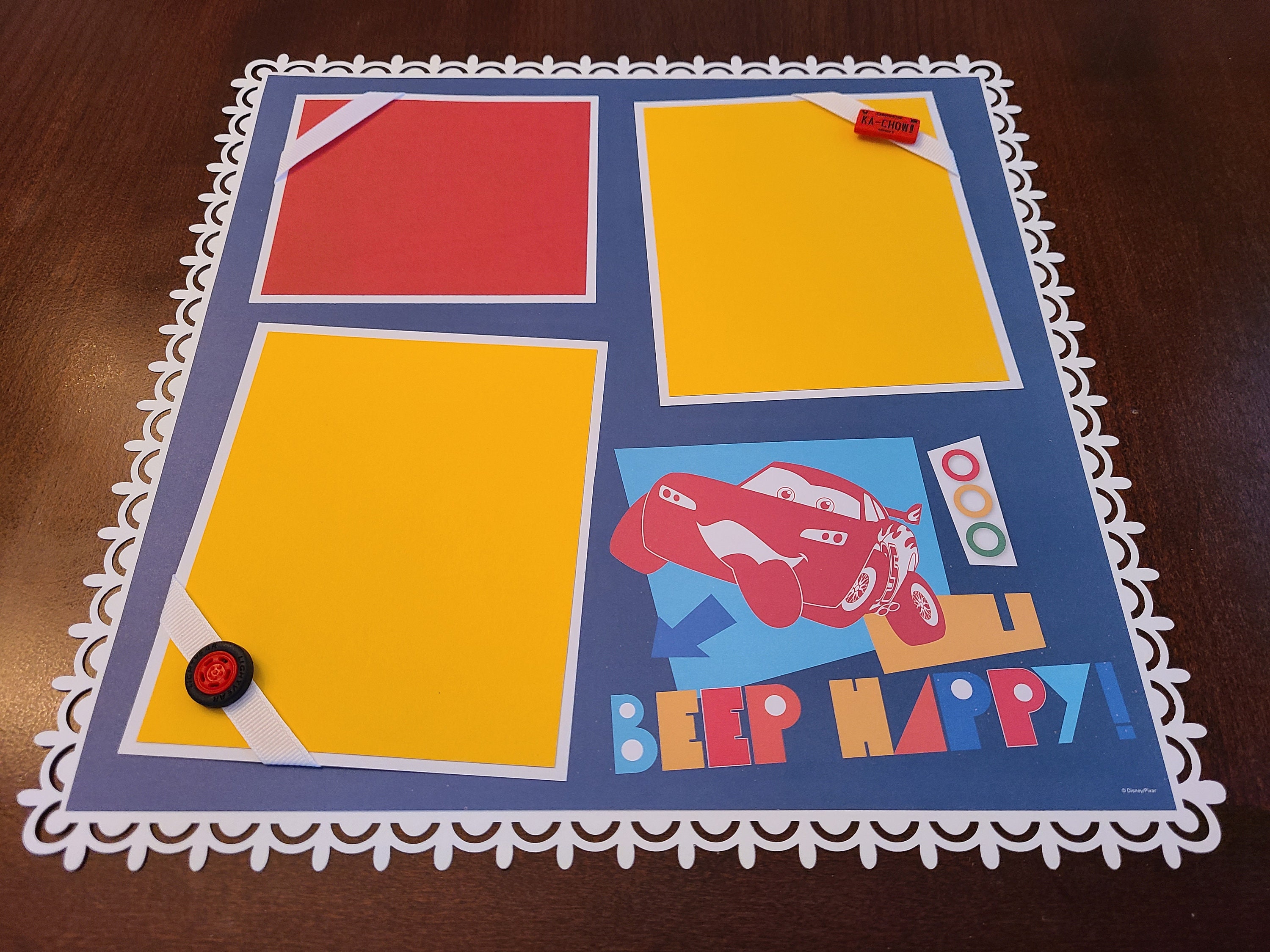 Disney Pixar Cars Premade Scrapbook Layout 1 Page 12"x12" "beep Happy ...