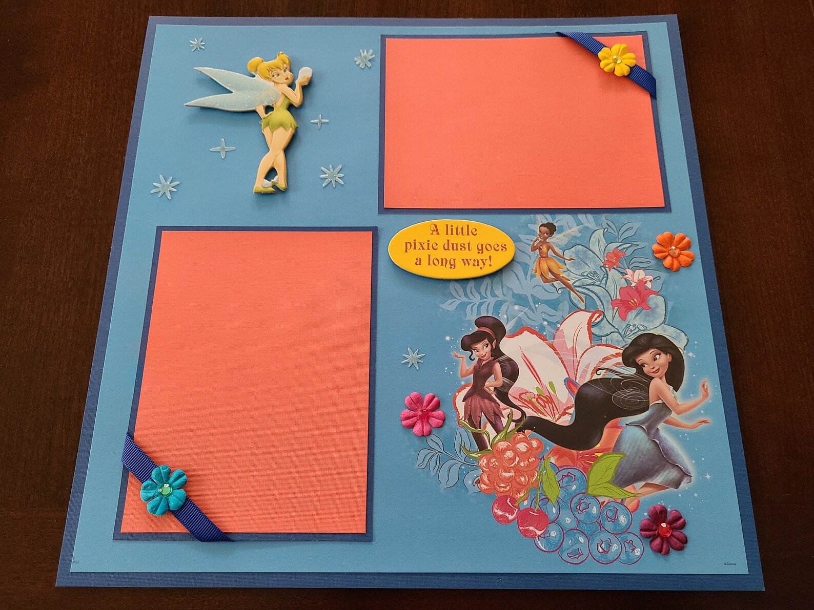 Disney Fairies Scrapbook Layout W/ Tinkerbell 1 Page Premade 12"x12 ...