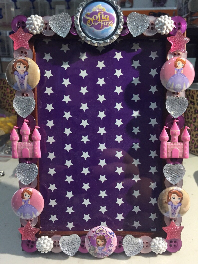 Sofia the first button picture frame displays 4 x 6 photo | Etsy