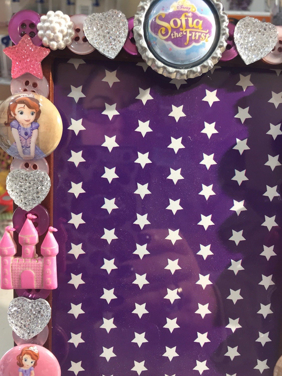 Sofia the first button picture frame displays 4 x 6 photo | Etsy
