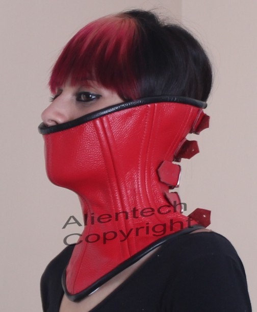 CLEARANCE Real Cow Leather Hand Made Buckle Over Mouth Neckcorset With ...