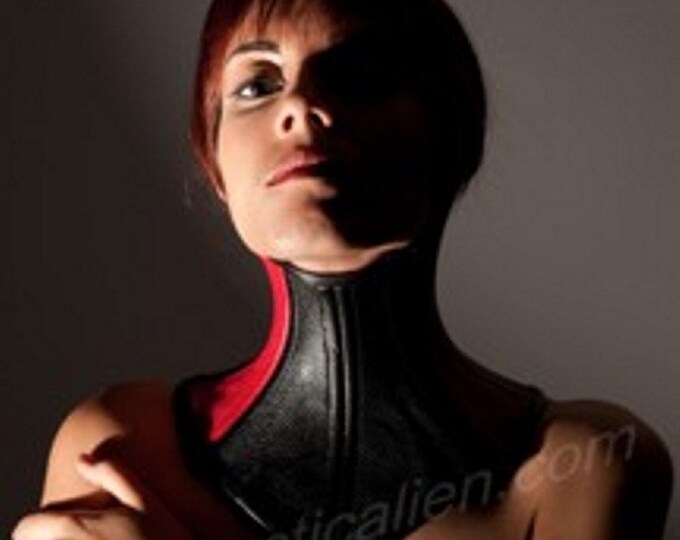 Real Cow Leather Under Chin Neck Corset Red and Black - Etsy