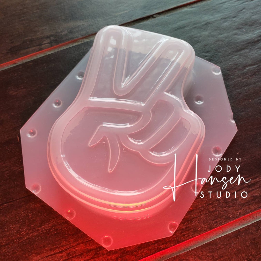 Peace Hand Sign Mold Bath Bomb Mold Soap Mold Wax Mold Plastic Mold ...