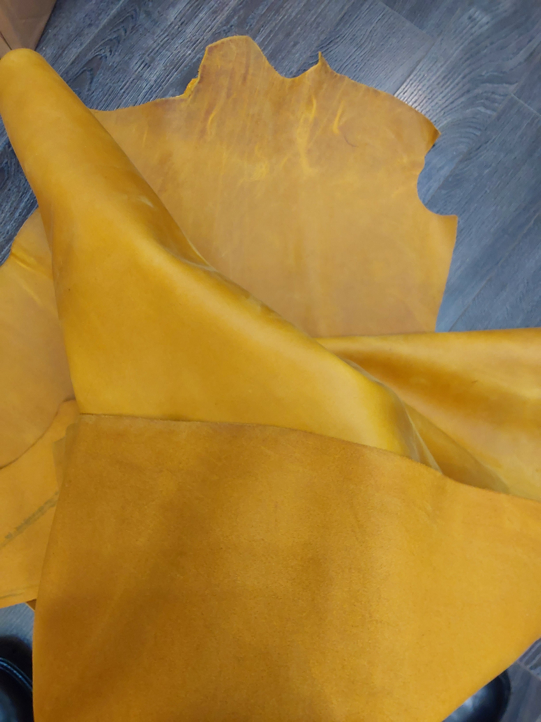 Cow Leather full skin Yellow Nubuck Cowhide soft craft supply handbag ...