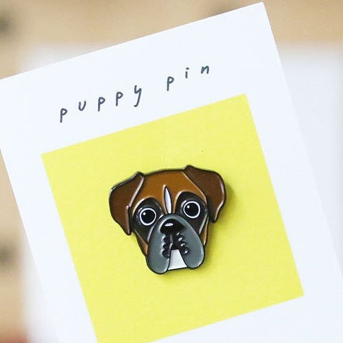 Boxer Enamel Pin Dark Pied Boxer Dog Enamel Pin Puppy - Etsy
