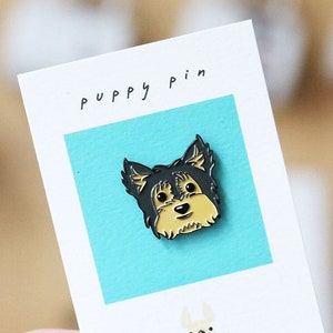 Yorkie Enamel Pin, Black & Tan Yorkie, Dog Enamel Pin, Puppy Pin, Hard ...