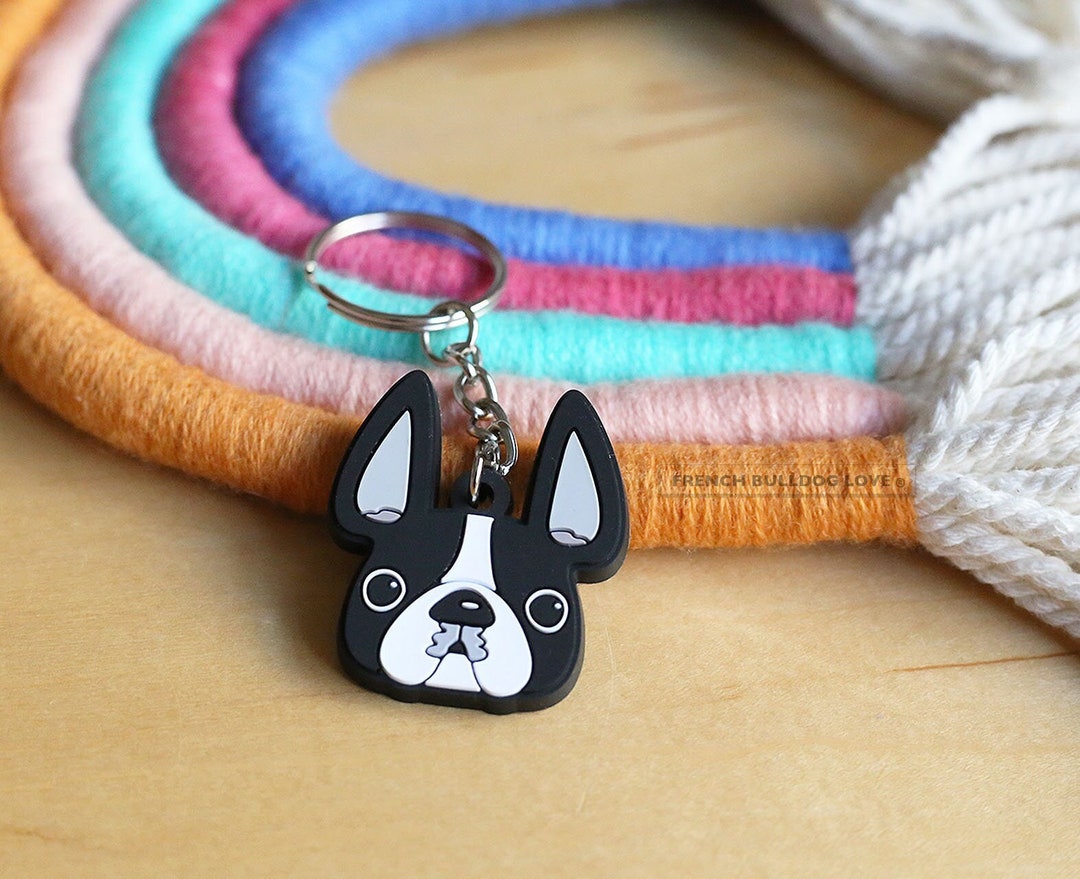 Pied Frenchie Keychain, Mini Frenchie Keychain, French Bulldog Keychain ...