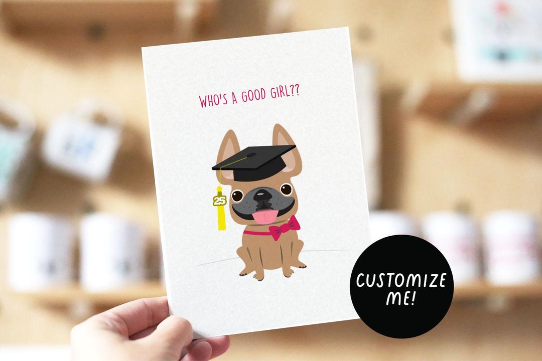 2025 Good Girl French Bulldog Graduation Card, Graduation Card ...