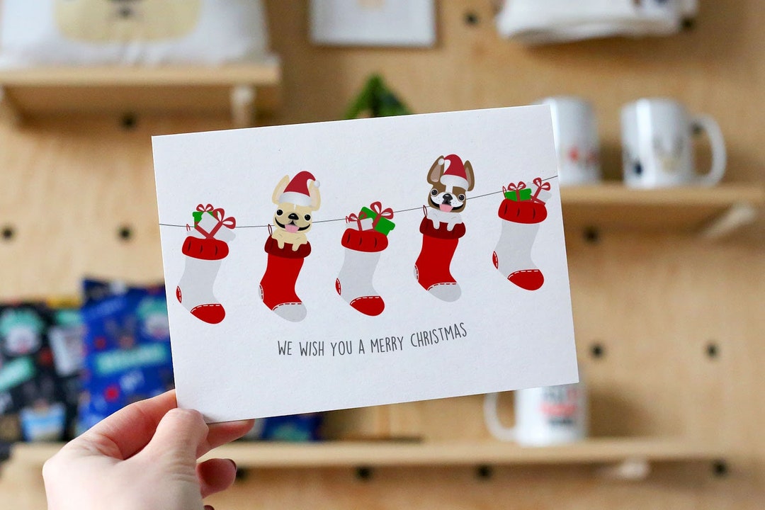 Frenchie Stockings Christmas Card French Bulldog Christmas - Etsy 日本