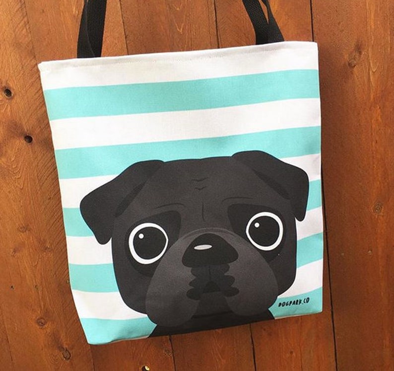 Black Pug Tote Bag by French Bulldog Love the Dog Park - Etsy
