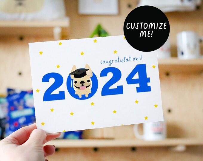 Bulldog Graduation Card, Graduation 2024 Custom Card Personalized, High ...