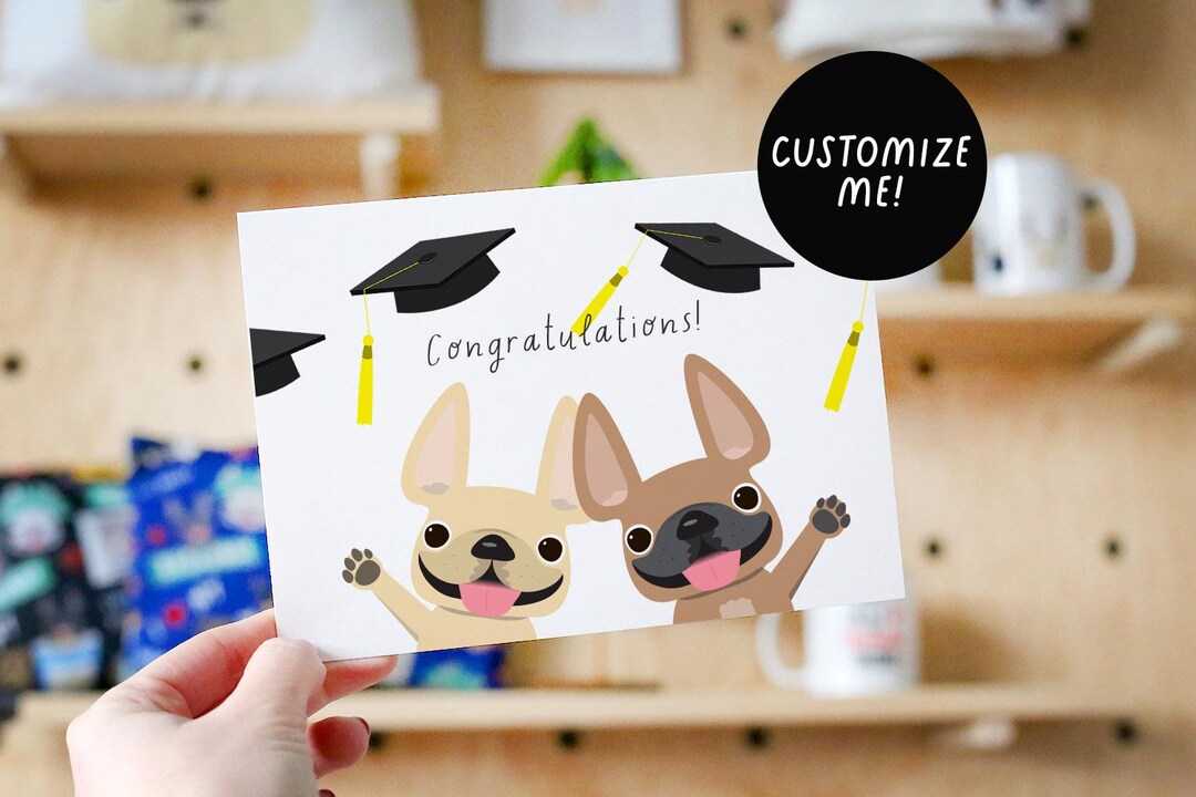 Frenchie Graduation Card, Dog Graduation Card, Graduation Card ...