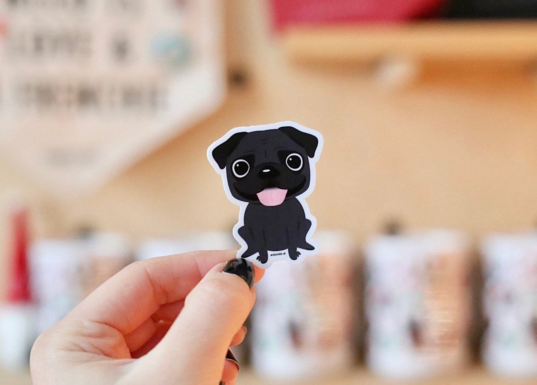 Mini Pug Sticker - Pug Sticker - Pug Decal - Waterproof Vinyl Sticker ...